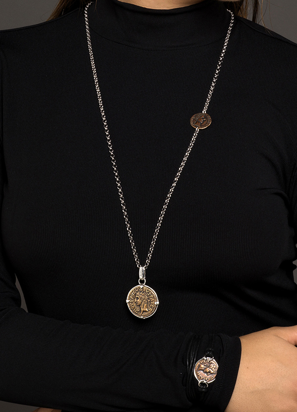 Pink silver necklace with coin - Angela Puttini Gioielli - Manecapri