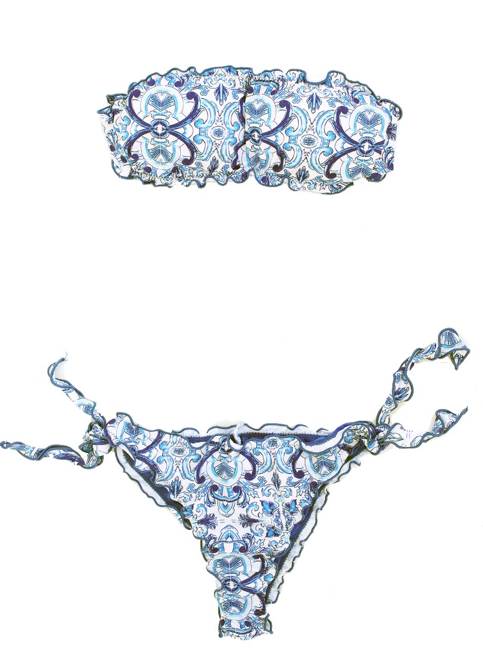 bikini fascia maioliche slip brasiliano - Aram Capri - Manecapri