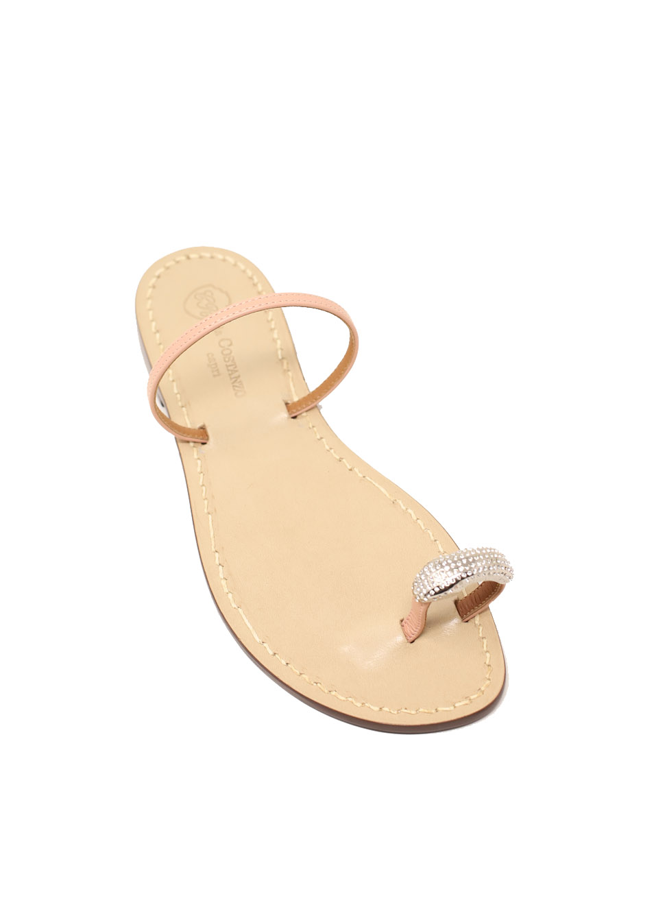 Pink Capri sandals with rhinestone jewel - Da Costanzo - Manecapri