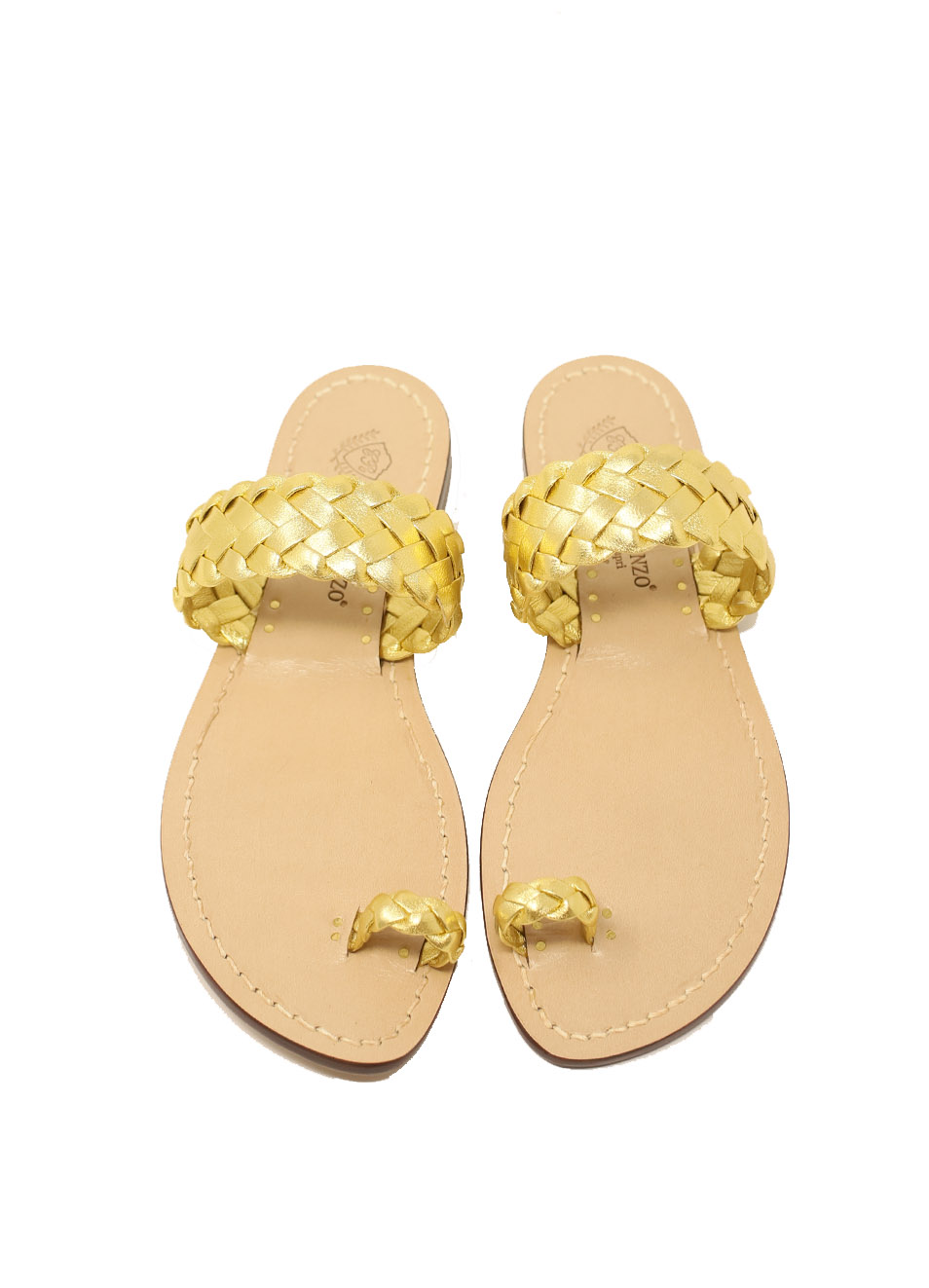 Capri sandals with gold braids - Da Costanzo - Manecapri