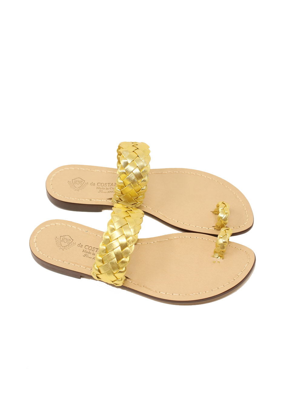 Capri sandals with gold braids - Da Costanzo - Manecapri
