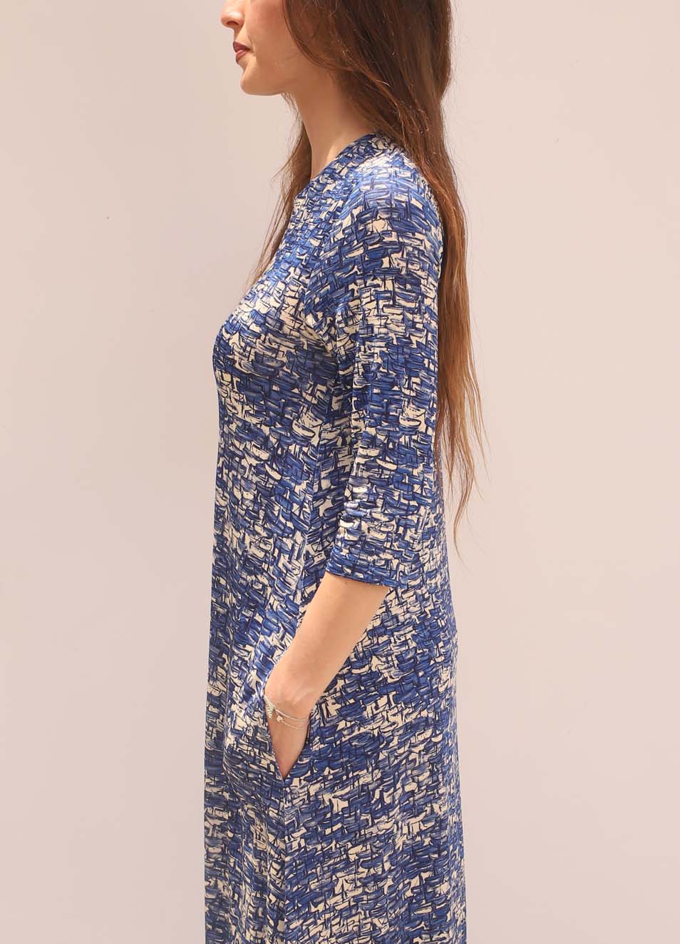long tailored dress with sail print - Laboratorio Capri - Manecapri