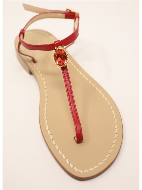 Capri sandals with red jewel - Da Costanzo - Manecapri